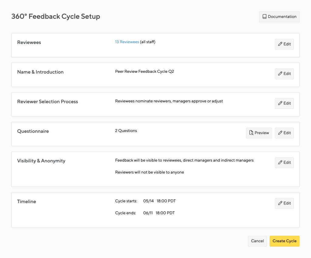 360 Degree Feedback · Small Improvements